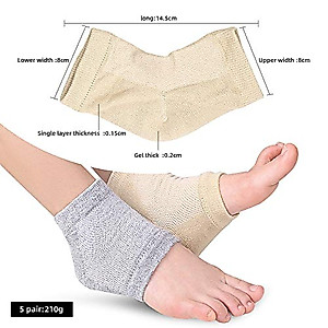5 Pairs Moisturizing Socks, Foot Heel Socks, Open Toe Socks, Ventilate Gel Spa Socks for Womens (One Size Fits Most, 5 Colors(Green+Pink+Beige+Black+Grey))