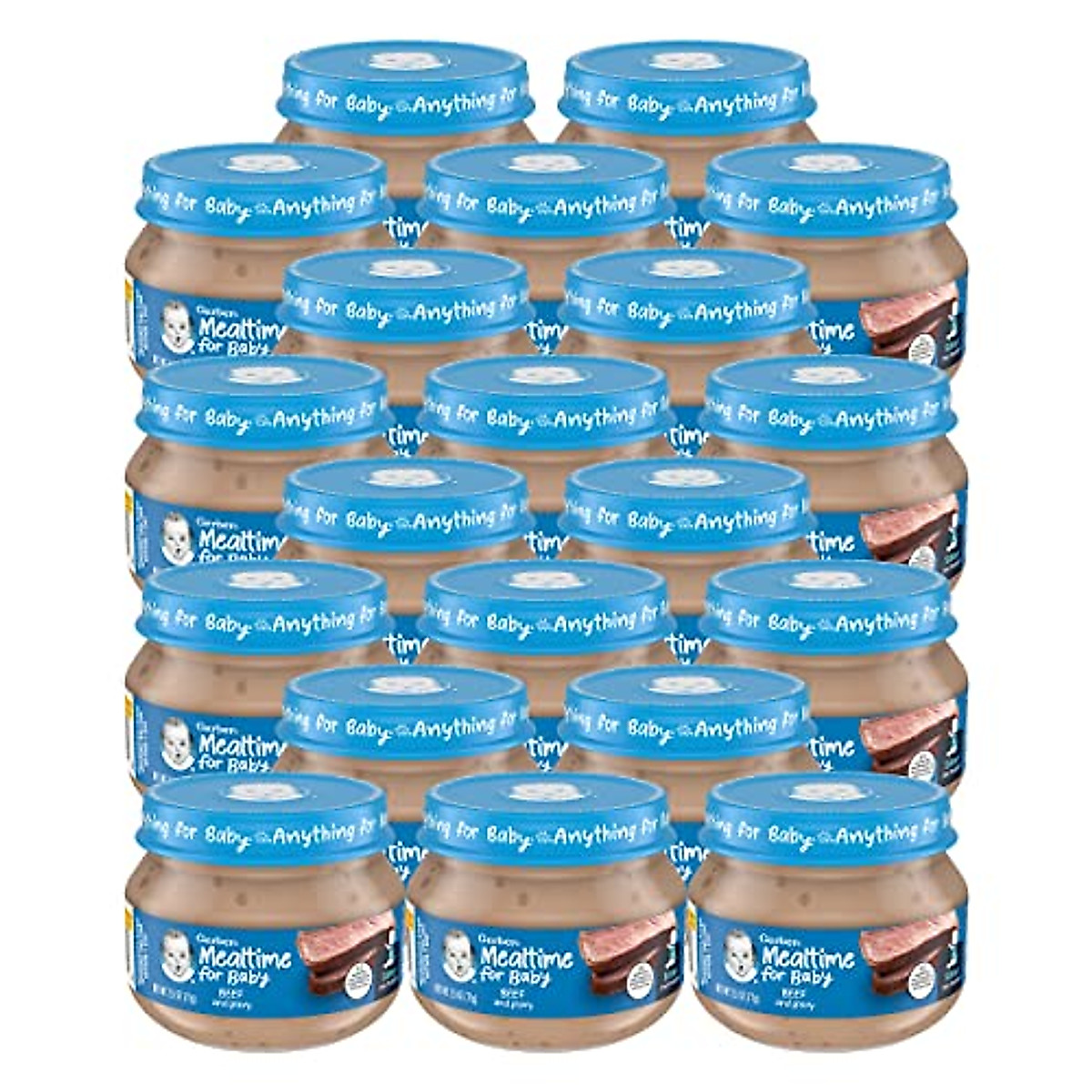 Gerber Mealtime for Baby 2nd Foods Baby Food Jar, Beef & Gravy, Non-GMO Pureed Baby Food, Made with Protein & Zinc, 2.5-Ounce Glass Jar (Pack of 20 Jars)