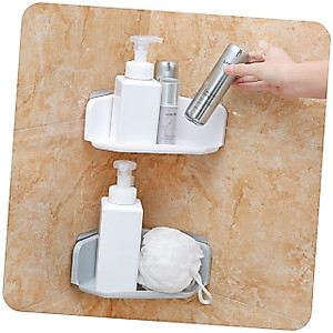 OSALADI 2pcs Bathroom Storage Mount Rack Shower Basket Wall Mounted Corner Shelf No Punching Triangle Rack