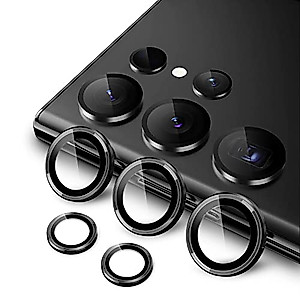 JETech Camera Lens Protector for Samsung Galaxy S23 Ultra 5G 6.8-Inch, 9H Tempered Glass Metal Individual Ring Cover, Easy Installation Tray, HD Clear, Set of 5 (Phantom Black)