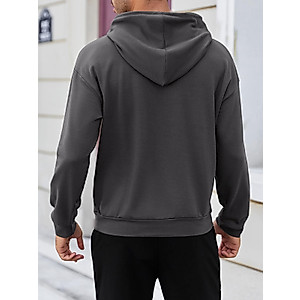 Vdnerjg Mens Hoodies Long Sleeve American Flag Graphic Drawstring Hooded Pullover Sweatshirts Grey