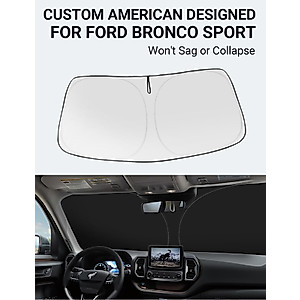 Proadsy 2024 Upgrade Front Windshield Sun Shade Foldable Sunshade Protector Custom Fit 2024 2023 2022 2021 Ford Bronco Sport Accessories