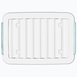 Cetomo 80L*3 Plastic Storage Box,Blue, Tote box, Organizing Container with Durable Lid and Secure Latching Buckles, Stackable and Nestable, 3Pack, with Buckle