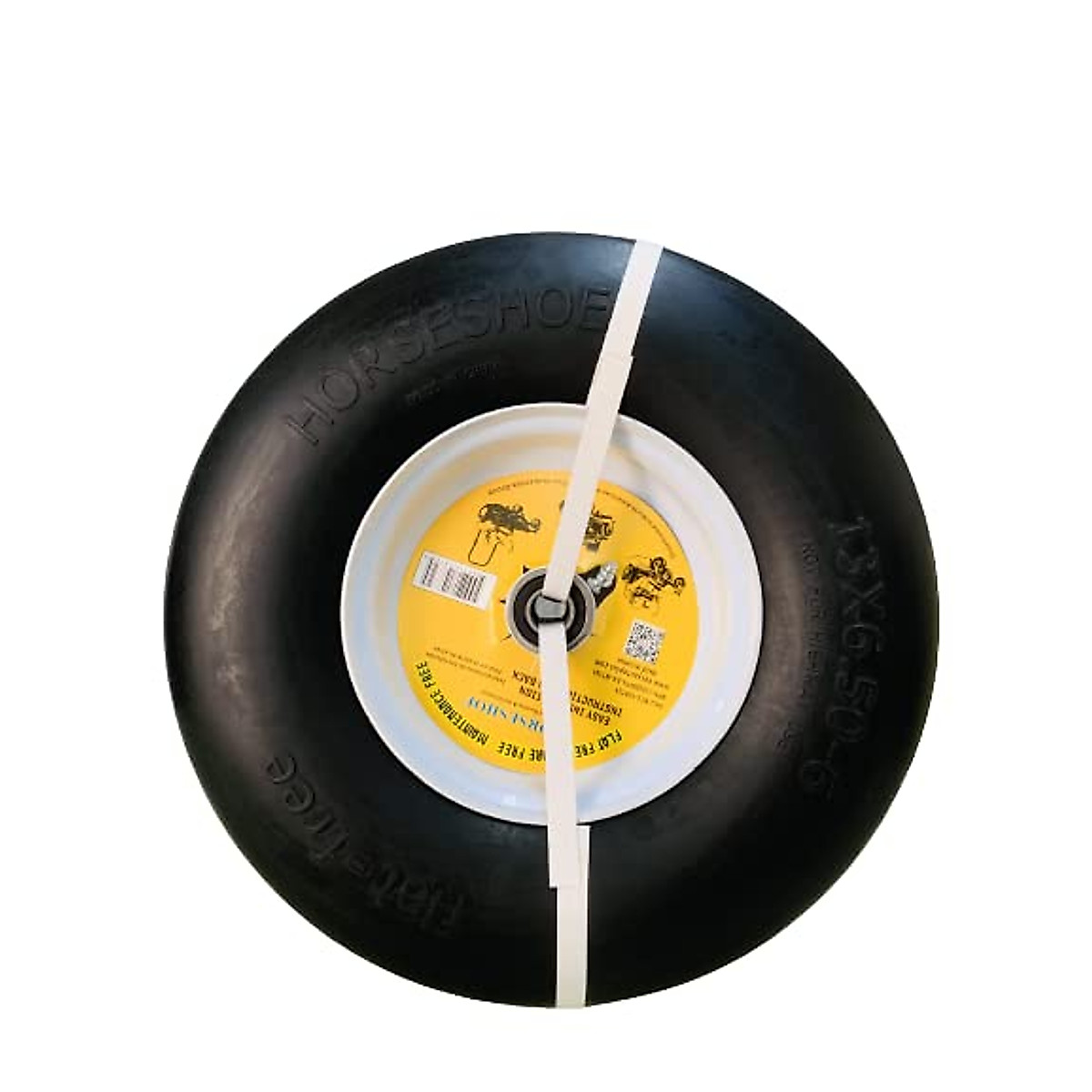 N12 2 New HORSESHOE 13x6.50-6 Flat-Free Lawn Mower Smooth Tires with Steel Rim for Garden Tractor - Hub Length 4 Inch -7.1 5/8 Precision Bearing 136506 T161, 13x6.50x6 13X6.5X6