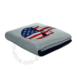 US Flag Punisher Skull Golf High-MOI Mallet Putter Head Cover, Right Heand, Silver