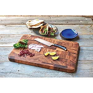 Ironwood Gourmet Large End Grain Prep Station Acacia Wood Cutting Board, 14 x 20-Inch, Brown