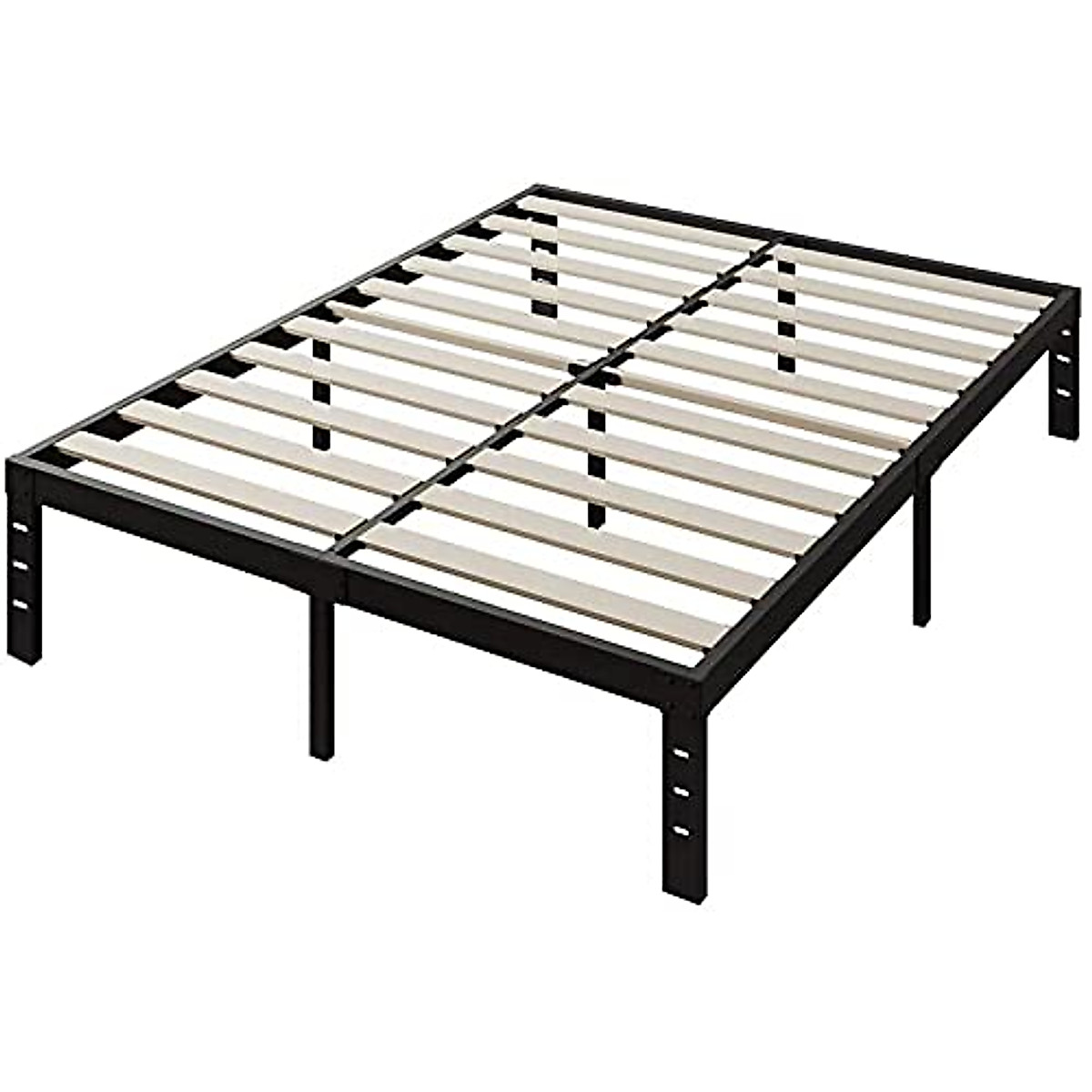 ZIYOO Queen Bed Frame, 16 Inch Heavy Duty Metal Platform with Wooden Slats Support, No Box Spring Needed, Queen Mattress Foundation, Noise Free, Non-Slip, Easy Assembly