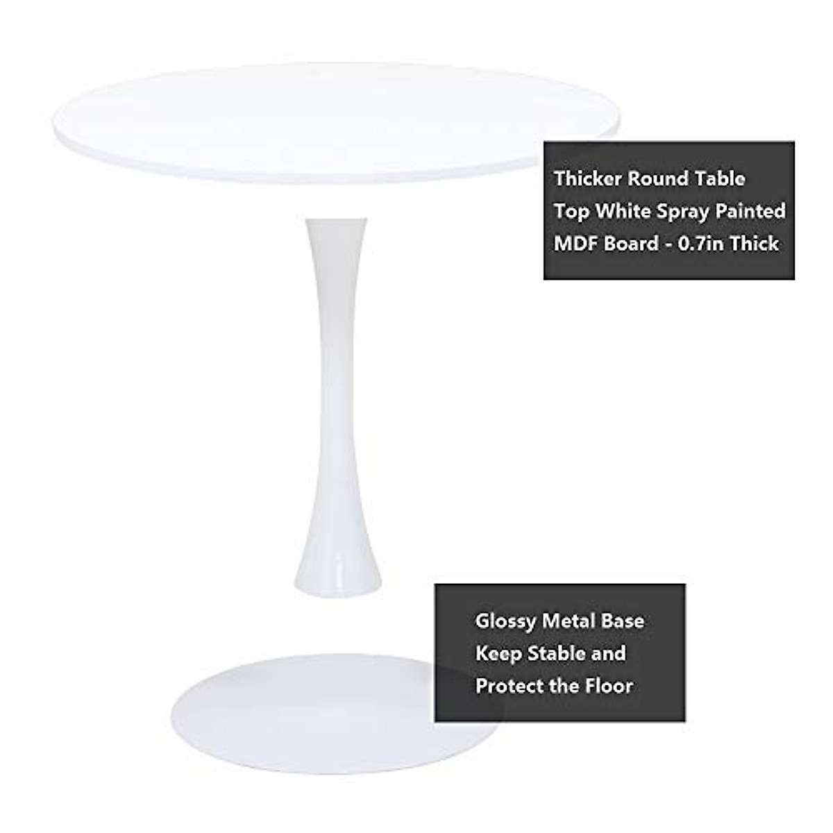 WENYU Round White Dining Table - Modern Dining Table Pedestal Dining Table for Small Space End Table Leisure Coffee Table Office Kitchen Table Dining Room Table, 31.5 Diameter