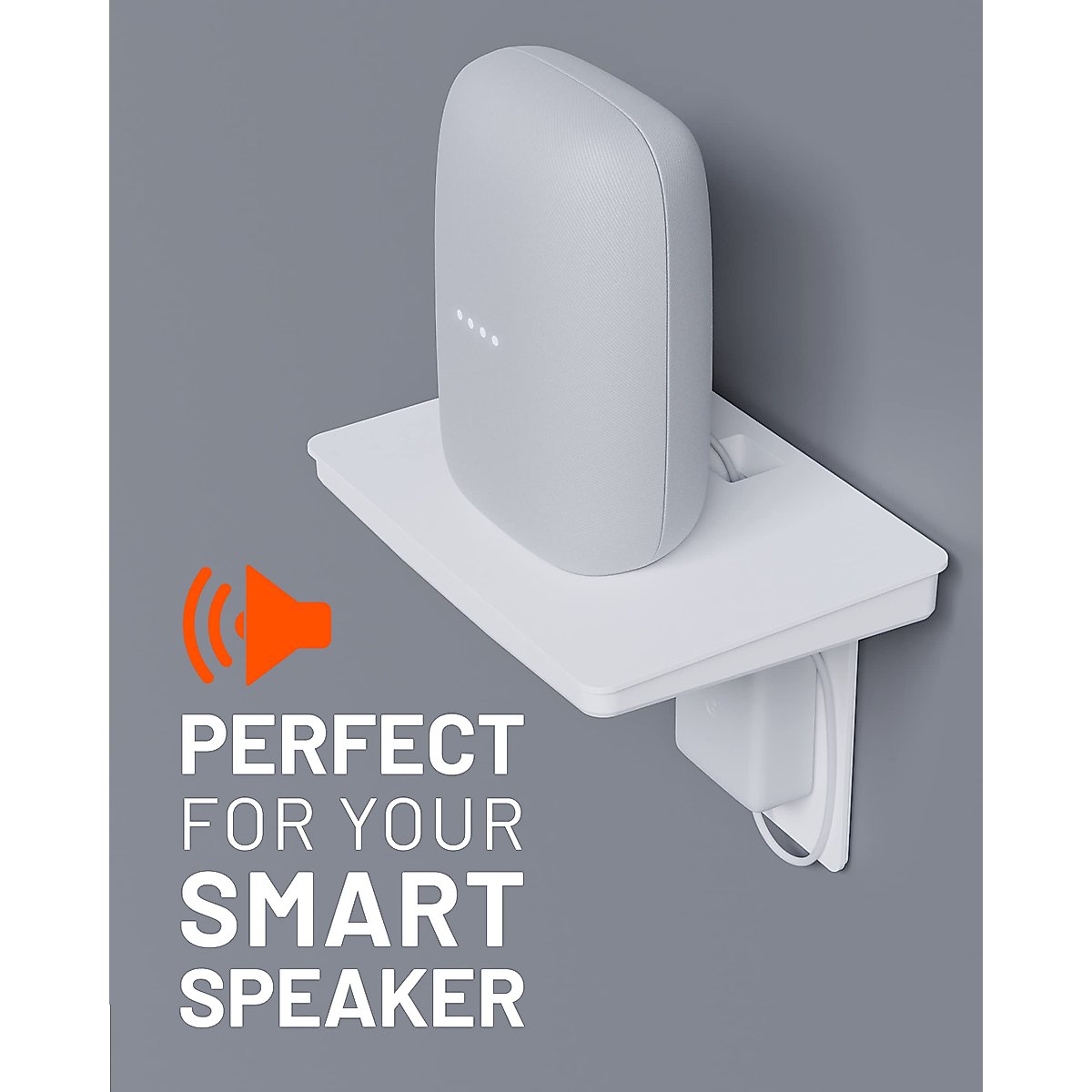 ECHOGEAR Wide Outlet Shelf - Next-Gen Design with Built-in Cord Storage & Room for Bulky Plugs - Works with Both Standard & Decora Outlets - Quick Install with Included Hardware