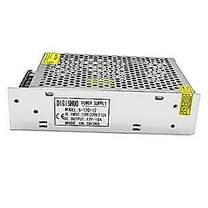 DIGISHUO DC 12V 10A 120W Power Supply Adapter Transformer Switch AC 110V/220V to DC 12V 10Amp Switching Converter LED Driver for LED Strip Light | CCTV| Camera Security System| 3D Printer
