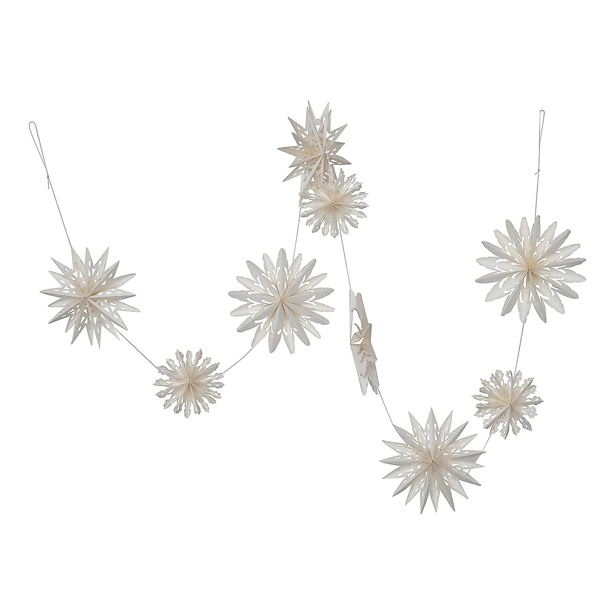 Creative Co-Op Snowflake Garland in Kraft Box, White