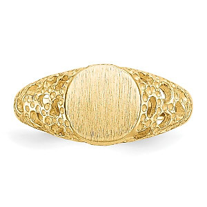 IceCarats 14K Yellow Gold Custom Engraved Signet Ring Handmade Personalized Monogram Initial Letter Band Size 4