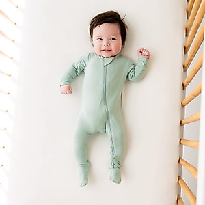 KYTE BABY Unisex Zipper Closure Footies, Rayon Made From Bamboo (0-3 Months, Sage)