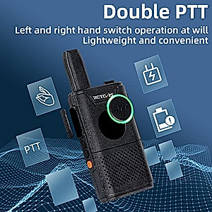 Retevis RT18 Dual PTT 2 Way Radios, Walkie Talkies with Earpiece, Metal Clip, Handsfree, Portable FRS Two Way Radios Rechargeable for Restaurant School Hospital Retail (10 Pack)