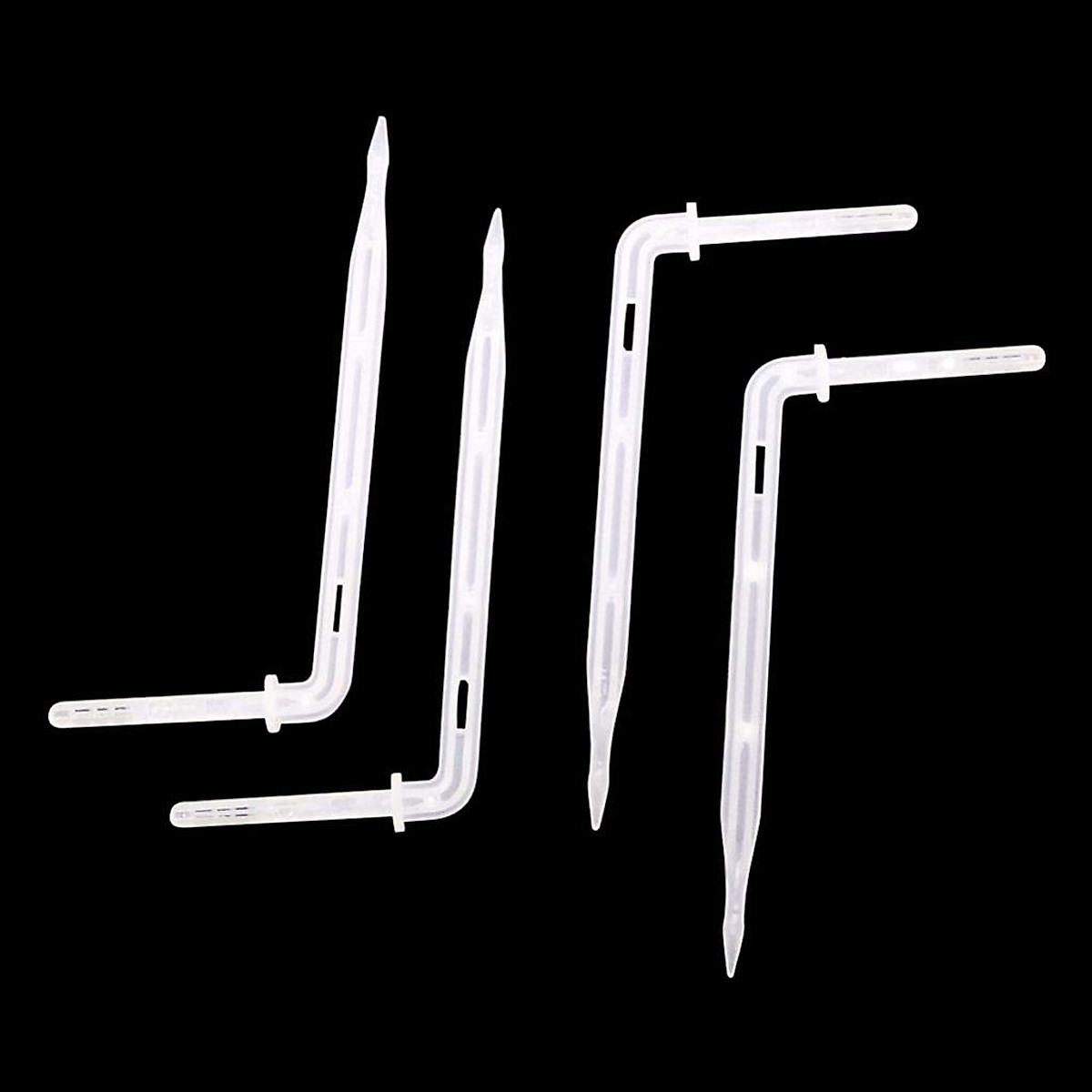 CoscosX 10 Sets White Drip Emitters with 3-Way Connector Curved Arrow Dripper Potted Plants Bend Sprinklers Garden Automatic Irrigation System for 4/7mm Hose Patio Watering Cooling Irrigation Kit