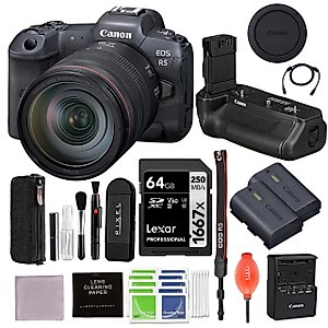 Canon EOS R5 Mirrorless Digital Camera with 24-105mm Lens Bundle Kit with BG-R10 Battery Grip and Advanced Accessories | (4147C013 + 4365C001) | Canon eos r5