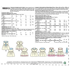 McCall Pattern Company M6913 Toddlers' Dresses and Tie Ends, Size CAA