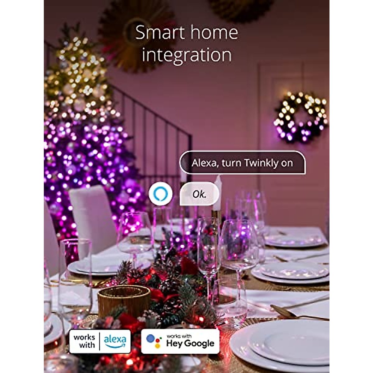 Twinkly App-Controlled 157ft Smart String LED Lights with 600 RGB LEDs - WiFi & Bluetooth Connectivity, Sync with Music, Indoor/Outdoor Use (IP44), Compatible with Google Assistant & Amazon Alexa