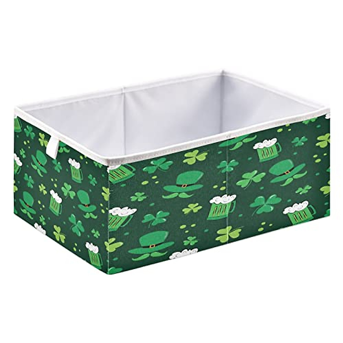 Kigai St Patricks Day Shamrock Beer Cube Storage Bins - 11x11x11 In Large Foldable Storage Basket Fabric Storage Baskes Organizer for Toys, Books, Shelves, Closet, Home Decor