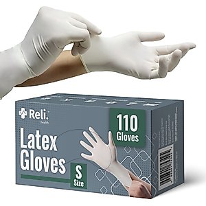 Reli. Latex Gloves, Small (110 Count) | Disposable | Powder-Free | White Gloves, Non-Sterile | All Purpose - Cleaning, Automotive, Cooking, Industrial, Laboratory | Single Use (Small)
