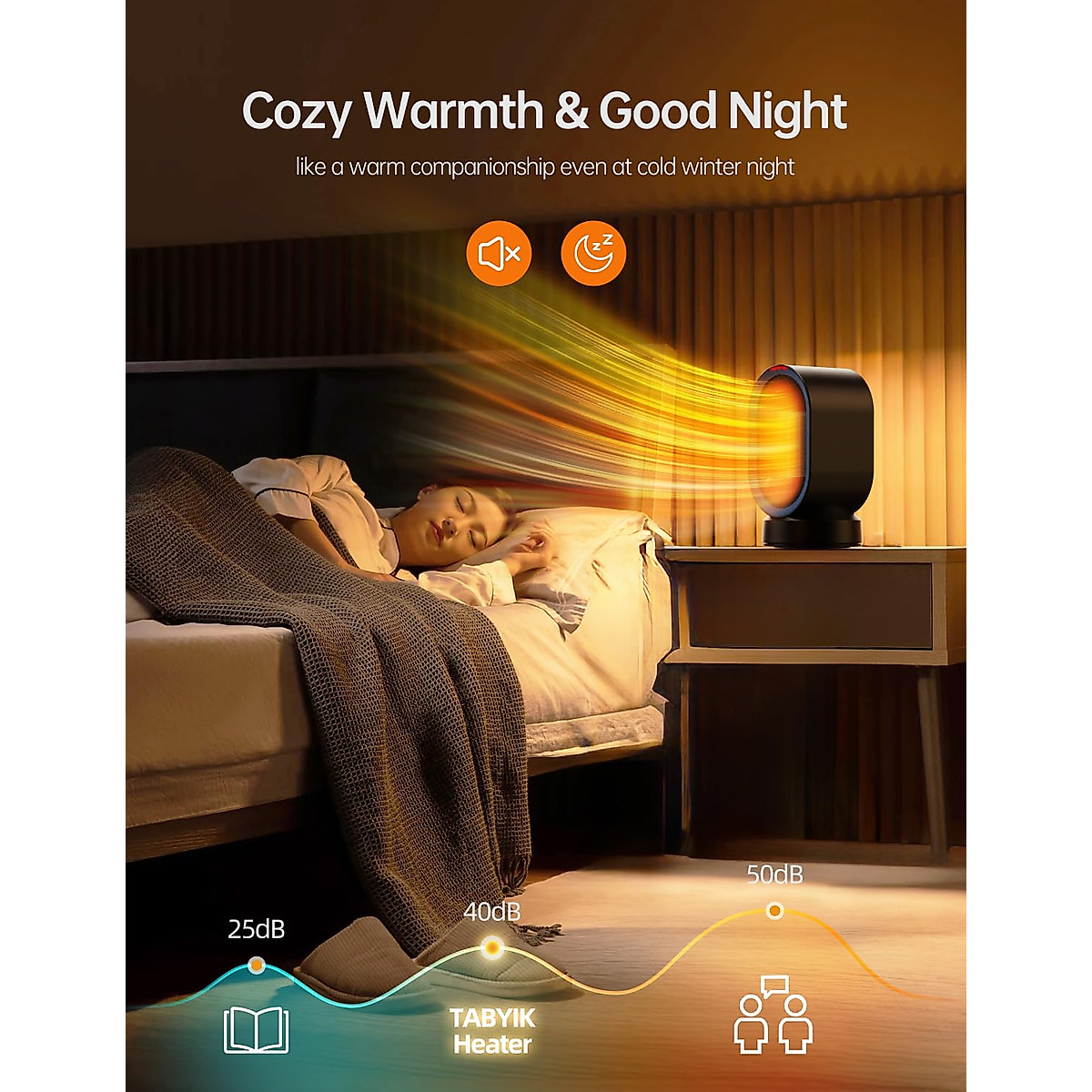 TABYIK Space Heater Indoor, Portable Heater 45° Oscillating Fast Electric Heater with 7 Safety Protections Small Space Heaters for Indoor Use Office Desk Home (Black)