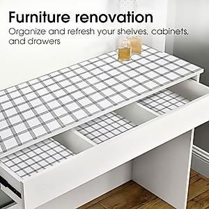 Beautysaid Drawer and Shelf Liners for Kitchen Cabinets, Non Adhesive Slip Resistant Shelf Paper Thickened Strong Grip Waterproof Mats for Bathroom Bedroom Shelve(Plaid,12 in x 10 FT)