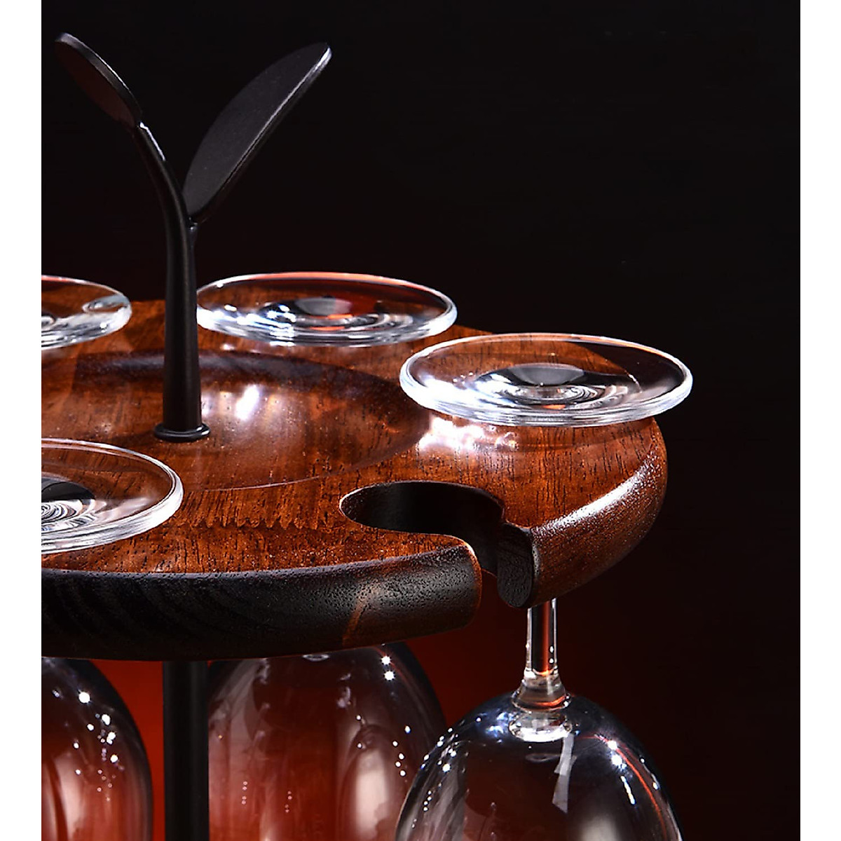 INMTIE 6-Hook Metal Wine Glass Holder Countertop Stemware Rack Tabletop Stemware Storage Rack Weighted Base Display Stand