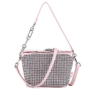 Crystal Rhinestone Crossbody Bags for Women Bling Purse Mini Top Handle Handbag Leather Clutch for Party