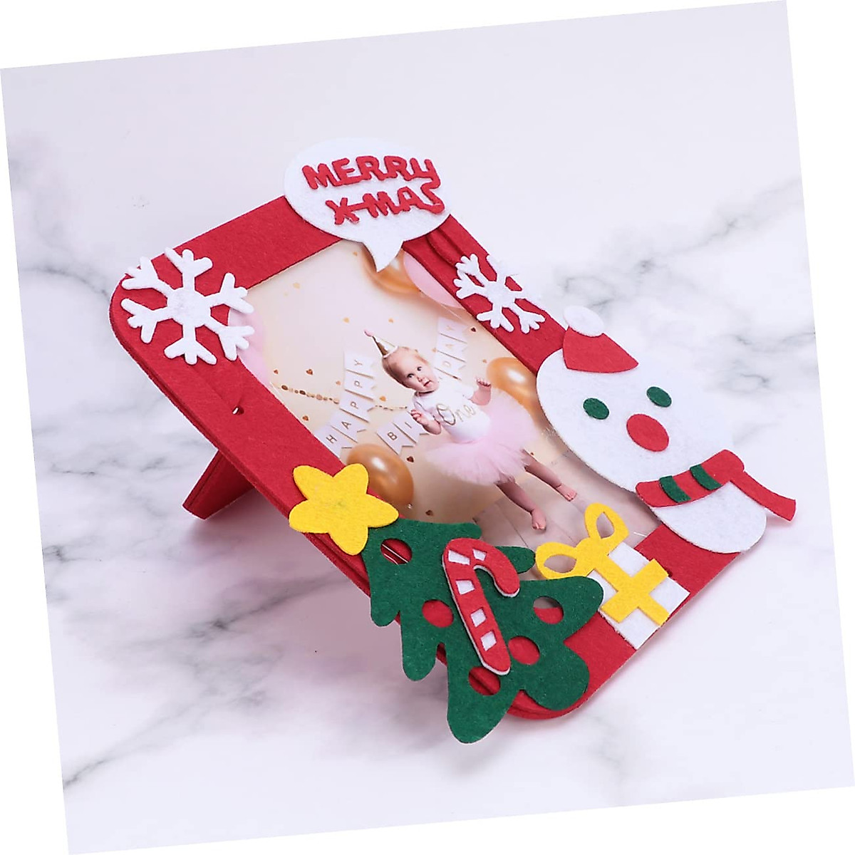Homoyoyo Christmas Photo Booth Prop Frame Nonwoven Photo Frame Christmas Photo Frame Craft Red Photo Frame Decorative Picture Frames Frame Materials Package Hanging Photo Frame Child Manual