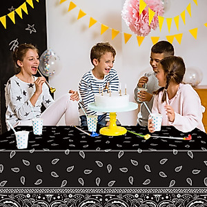 K1tpde 3PCS Bandana Party Tablecloths, Cholo Gangsta Theme Bandana Table Covers, Bandana Plastic Tablecloth, Cholo Themed Western Party Decorations for Adult, Cholo Theme Western Party Supplies, Black