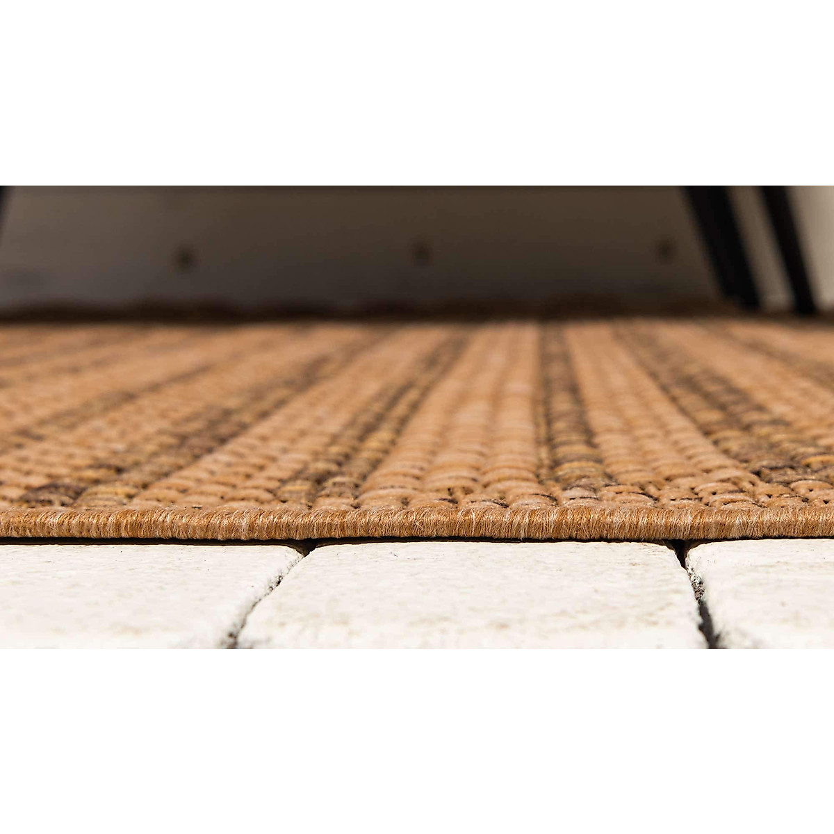 Unique Loom Outdoor Border Collection Area Rug - Checkered (8' x 11' 4" Rectangle, Light Brown)