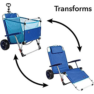 2-in-1 Beach Day Folding Lounge Chair+Cargo Cart Outdoors Sunbathing | Sun Chair Tanning Chair Portable Lightweight Lounger Patio Collapsible Combination Car