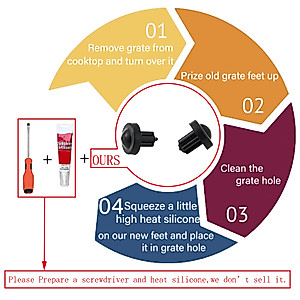 Allstare 5304475129 AP4499988 Grate Rubber Feet for Frigidaire Gas Stove Top Range Grate Foot Rubber Pads Frigidaire Stove Parts Rubber Grate Bumpers Stove Replacement Cooktop Grate Foot 4 Pack