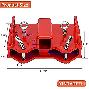 YINTATECH 2" Trailer Hitch Receiver for Dual Pallet Forks, Forklift 2" Insert Towing Adapter Attachment