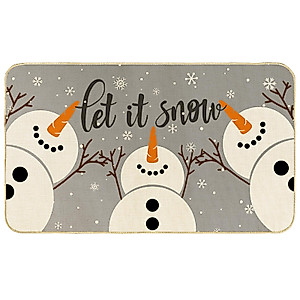 AnyDesign Christmas Winter Doormat Snowman Front Door Mat Non-Slip Let It Snow Decorative Door Rugs Carpet Floor Mat for Xmas Winter Indoor Outdoor Home Office Decor, 17 x 29 in