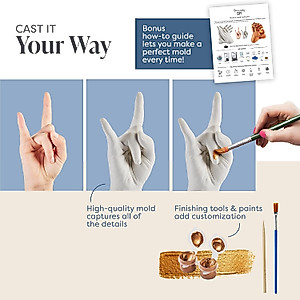 Discovering DIY Hand Casting Kit - Craft Supplies for Plaster Mold w/Molding Powder, Gloves, Paint & Tools - Valentines Day Gifts for Women, Men and Anniversary - Couple Gifts for Adults
