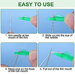 PAGOW Sewing Needle Inserters, Fish Type Needle Threaders for Hand Sewing, Quick Sewing Threader Needle DIY Tool for Small Eyes, Embroidery Floss, Sewing Plastic Wire Loop (1 1/4 Inch)30 PCS