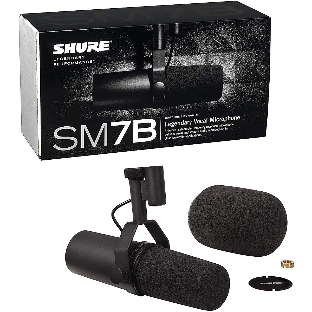Shure SM7B Vocal Microphone with Cloud Microphones Cloudlifter CL-1 Mic Activator and Extra 10' XLR Cable Bundle