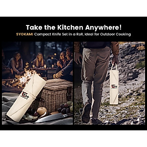 SYOKAMI Chef Knife Set, 14pcs Japanese Kitchen Knife Set with Roll Bag, Pakkawood Handle, High Carbon Stainless Steel Professional Kitchen Knives for Camp Travel Outdoor