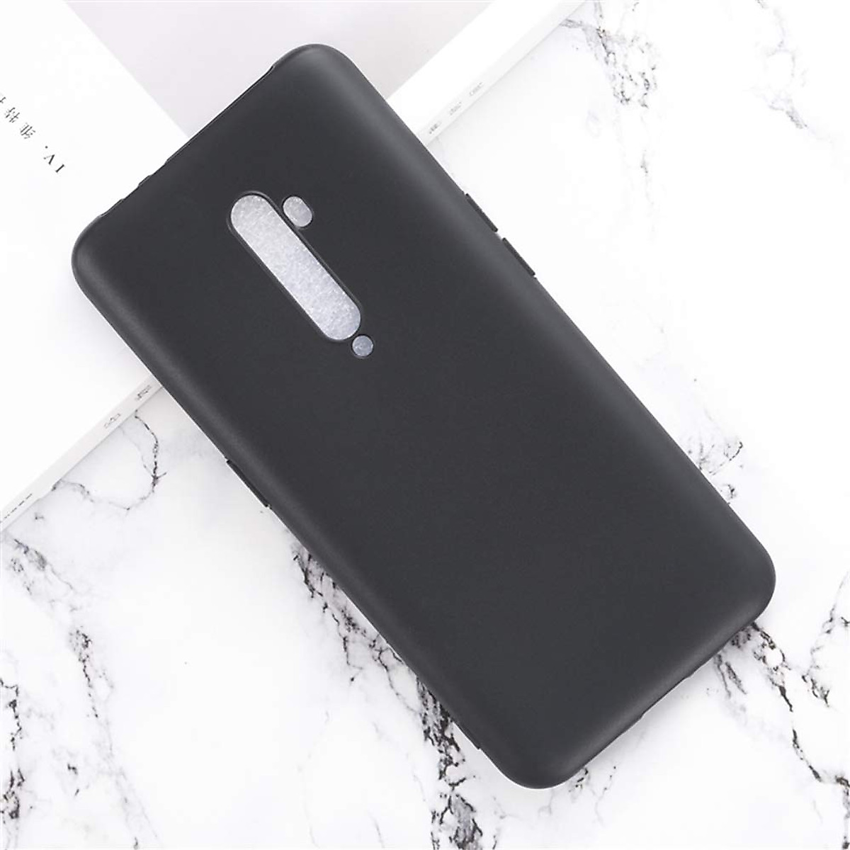 Shantime Oppo Reno 2 Case, Scratch Resistant Soft TPU Back Cover Shockproof Silicone Gel Rubber Bumper Anti-Fingerprints Full-Body Protective Case Cover for Oppo Reno 2 (Black)