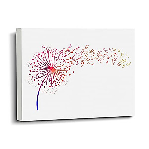Watercolor Rainbow Wall Art, Colorful Dandelion Flower Music Note, Yoga Room Living Room Home Decor, 1 Sets 12x15 inch FRAMED – 024