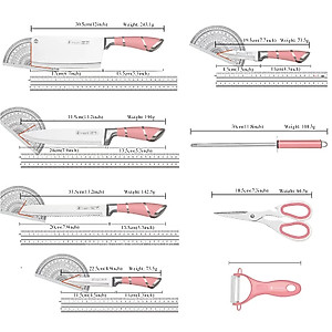 Kitchen Knife Set, 9-Piece Pink Kitchen Knife Set with Acrylic Block, Non Stick Sharp High Carbon Stainless Steel Knife Set for Kitchen Cutting Meat Slicing Chopping Kitchen Gifts for Women (Pink)