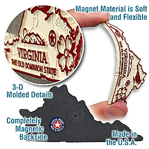 Virginia Small State Magnet by Classic Magnets, 3.1" x 1.5", Collectible Souvenirs Made in The USA