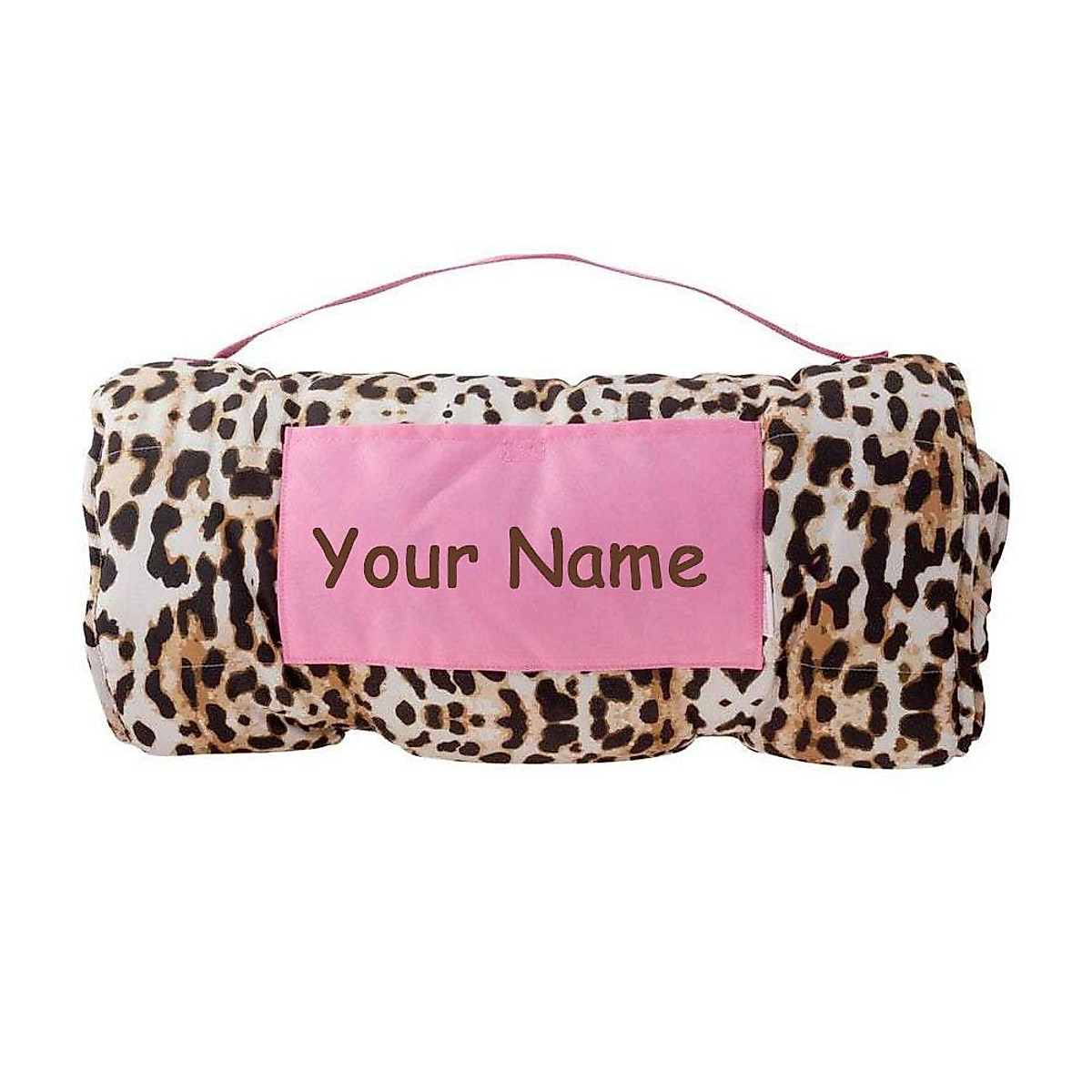 Personalized Stephen Joseph All Over Leopard Print with Pink Details Child Nap Mat with Custom Name
