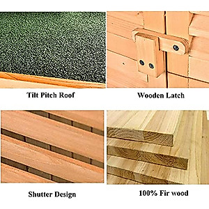 Grepatio 63" Outdoor Garden Storage Shed - Wooden Shutter Design Fir Wood Storage Organizers - Patios Tool Storage Cabinet Lockers for Tools, Lawn Care Equipment, Pool Supplies and Garden Accessories