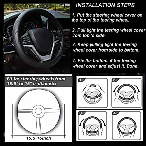 Valleycomfy Microfiber Leather Steering Wheel Cover Large-Size for F150 F250 F350 Ram 4Runner Tacoma Tundra Range Rover Model S X with 15 1/2 inches-16 inches Outer Diameter (Black)