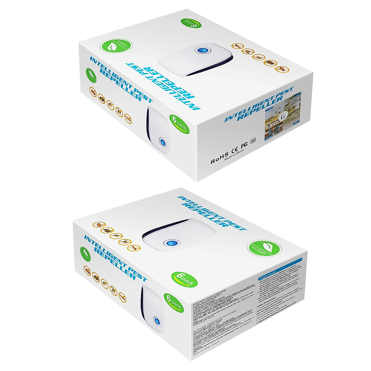 Ten KiKi Ultrasonic Pest Repeller Plug-in Ultrasonic Repellent for Mice, Mouse, Mosquito, Insect, Spider, Bug, Ant, Cockroach, Rodents & Rats Indoor Use Repeller 6 Packs, White