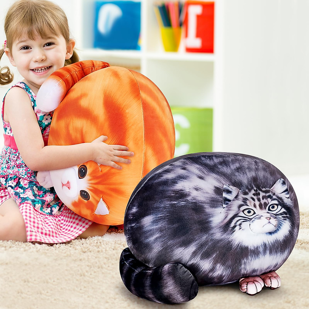 Achwishap Cat Plush,Soft Cat Stuffed Animals,Kawaii Cat Plush Toys,Cute Plushies Cat Body Pillow,Kitten Stuffed Animal Hugging Pillows Plushies Gifts for Kids Adults Birthday(Orange Cat,18”)