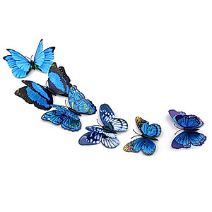 3D Butterfly Decor,Wall Decal Butterfly,36 PCS 3D Butterfly Stickers with Double Wings, Sponge Gum and Pins, Removable Wall Sticker Decals for Room Home Nursery Decor