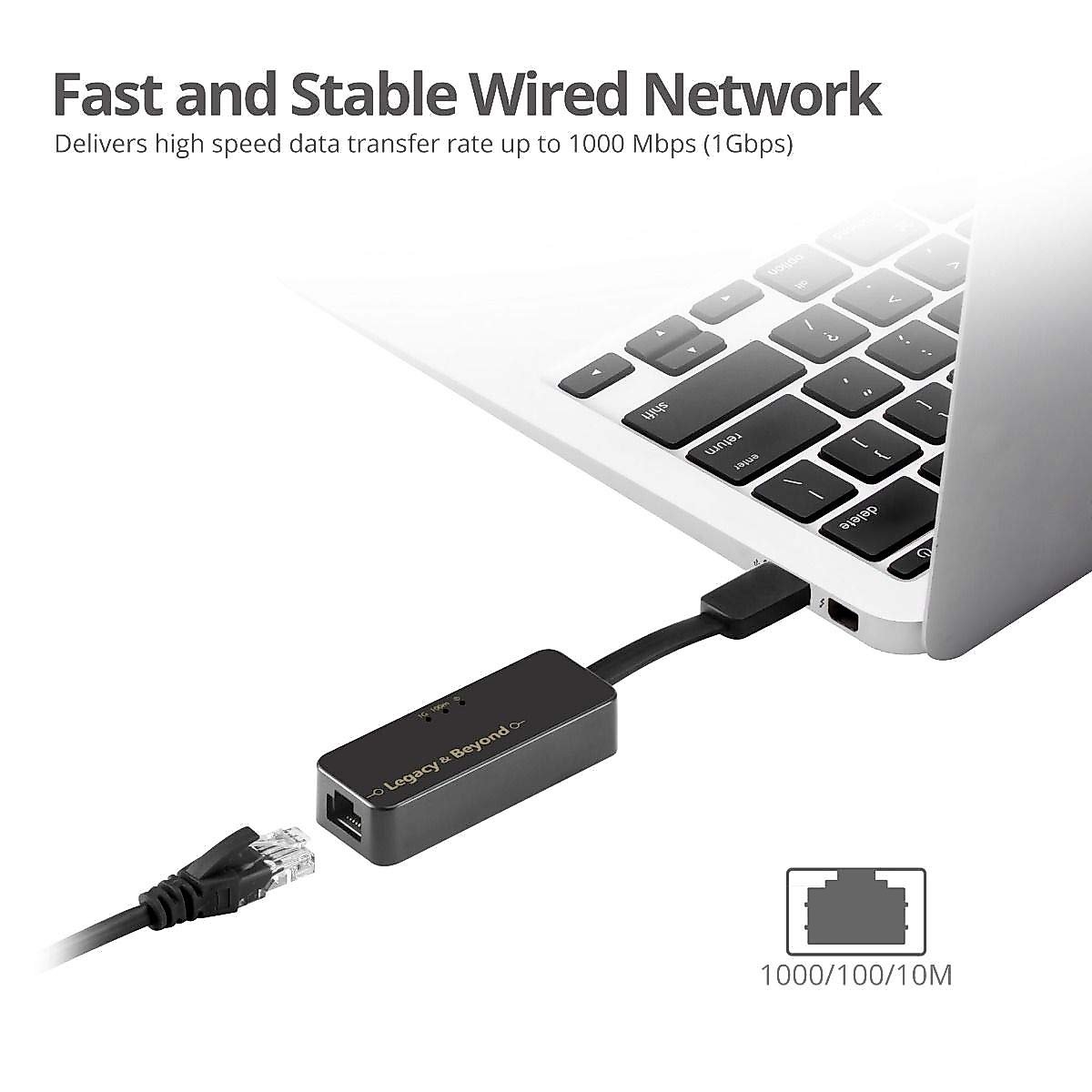 SIIG Foldable USB 3.0 to Ethernet Adapter, 10/100/1000 Mbps Gigabit Ethernet LAN RJ45, Supports Windows 10/8/7, Mac OS X 10.16 to 10.6 - Black (LB-US0714-S1)